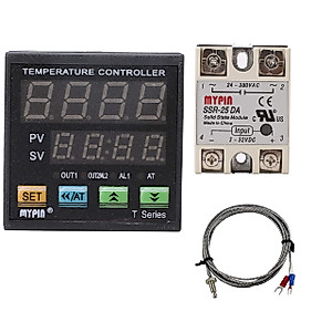 PID Temperature Controller Meter Indicator, Jaybva High Voltage 100V to 240V PID Thermostat with K Thermocouple 25A SSR Fahrenheit and C Display Alarm Output TC and RTD Input