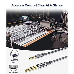 AkoaDa 1/4 to 1/8 Cable Stereo Audio Cable 【10ft】6.35mm 1/4" Male to 3.5mm 1/8" Male TRS Bidirectional Stereo Audio Cable Jack for Guitar, iPod, Laptop, Home Theater Devices, Amplifiers(Grey)