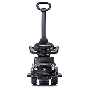 Best Ride On Cars 3 In 1 Mercedes G-Wagon Push Car for Toddlers 1 to 3 Years Old, Kids Outdoor Stroller with Music, Horn Sounds, and Handle, Realistic Driving Experience, Black