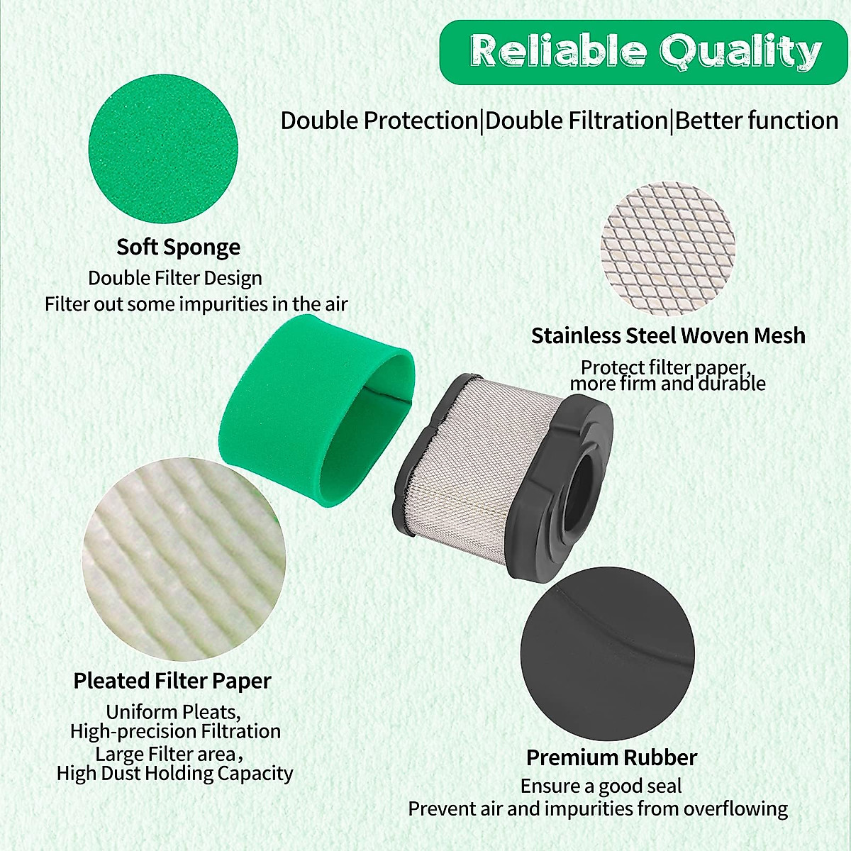 KLWZH 792105 Air Filter for 792105 276890 4163205 4163206 44H777 44M777 44P777 LA165 D160 D170 Z245 Lawn Mower Air Filter with Pre Filter