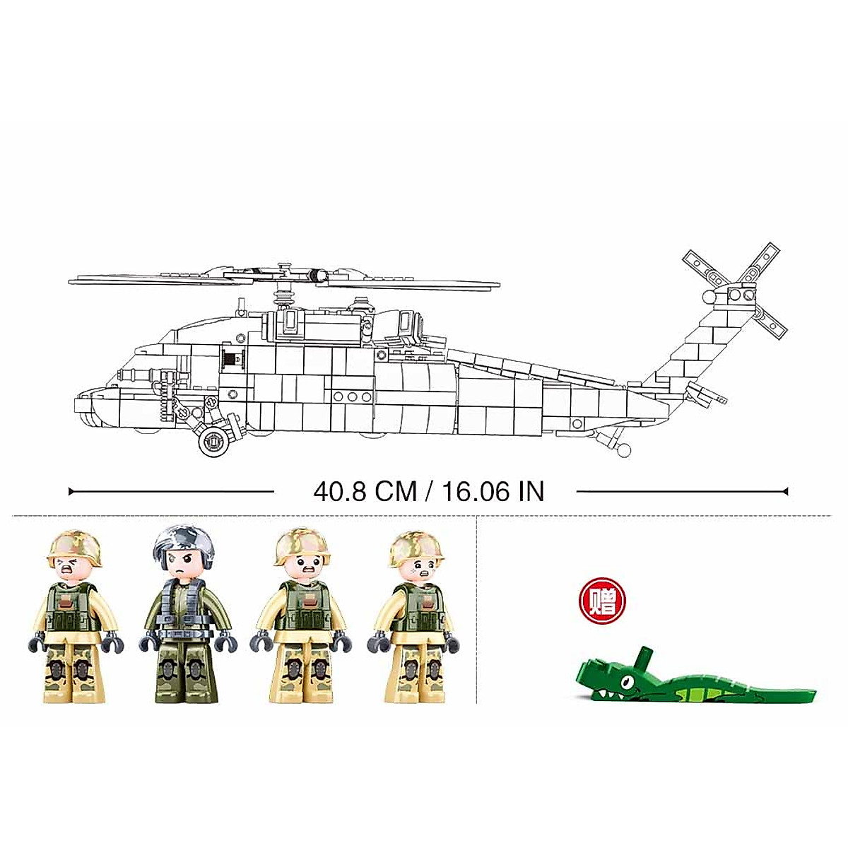 Sluban Modelbricks-Uh-60 Black Hawk 692Pcs 8+