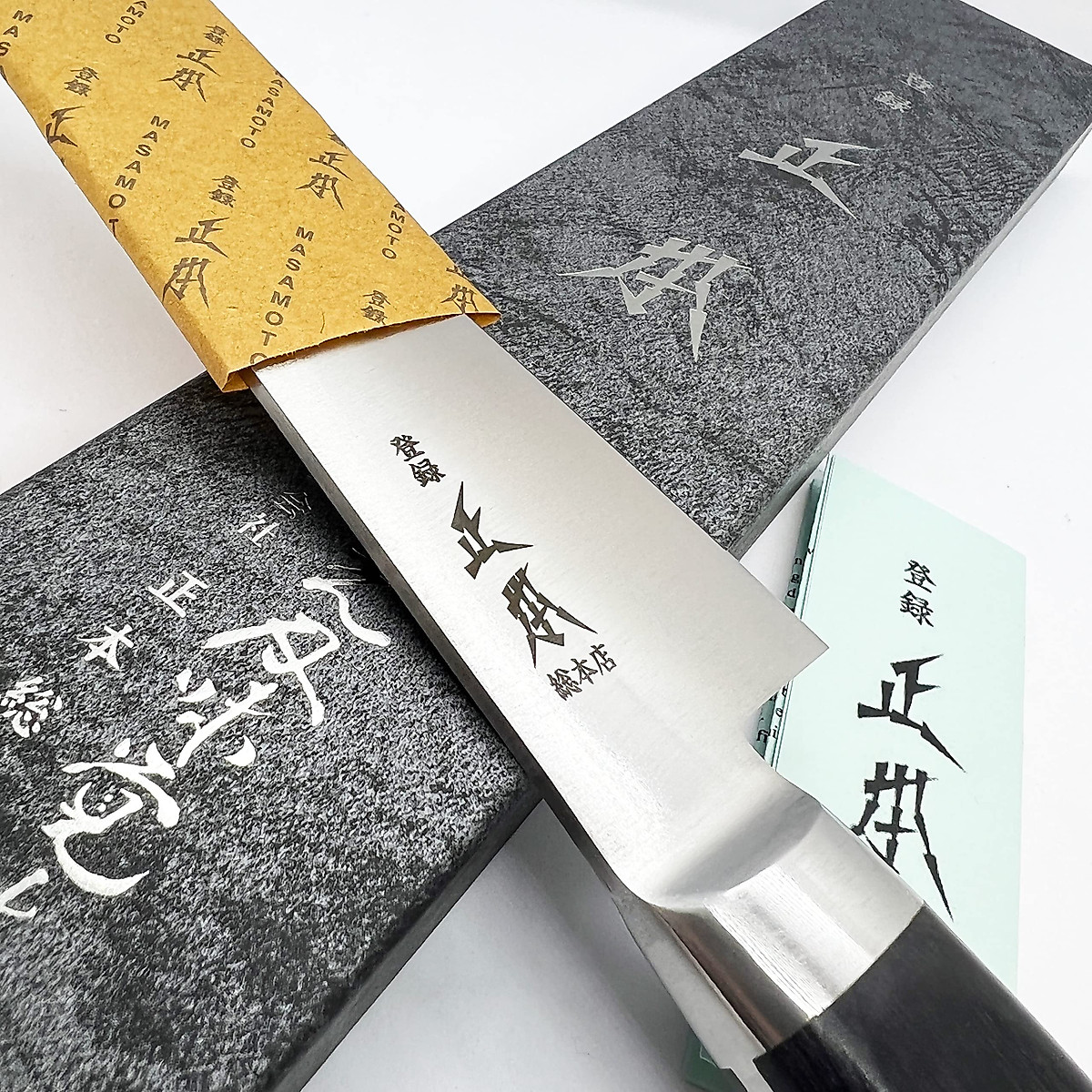 MASAMOTO AT Japanese Honesuki Boning Knife 5.7" (145mm) Made in JAPAN, Kitchen Deboning Knife for Chicken and Meat Cutting, Sharp Japanese Stainless Steel Blade, Full Tang Pakkawood Handle, Black