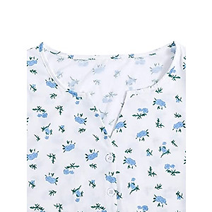 Verdusa Women's 2-Piece Button Down Short Sleeve Ditsy Floral Button Front Sleepwear Loungewear PJ Set White L