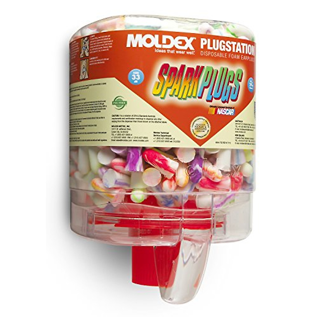 Moldex M6644 Extra-Soft Sparkplug Earplugs (250 per Dispenser) Orange