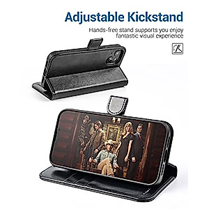 OCASE Compatible with iPhone 13 Wallet Case, PU Leather Flip Folio Case with Card Holders RFID Blocking Kickstand [Shockproof TPU Inner Shell] Phone Cover 6.1 Inch 2021 (Black)