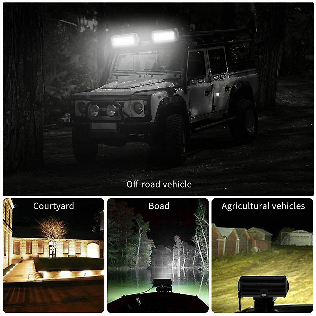 7 Inch LED Light Bar, 240W 24000lm LED Pod Lights for Tractors, LED Work Lights for Truck, Spot Flood Combo Beam Off Road Light Pods Fog Lights for Boat Trailer Pickup Car RZR ATV UTV RV, 6 Pack