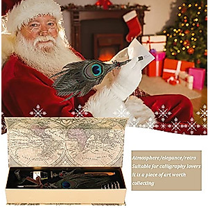 CunMei Quill Pen, Feather Pen Ink Set, Calligraphy Pen Set With Feather Pen Dip Pen, 20ML Ink, 8 Replaceable Nibs, Seal, Wax Seal, Pen Holder, Vintage Engraving Romantic Art Gift (Malachite Green)