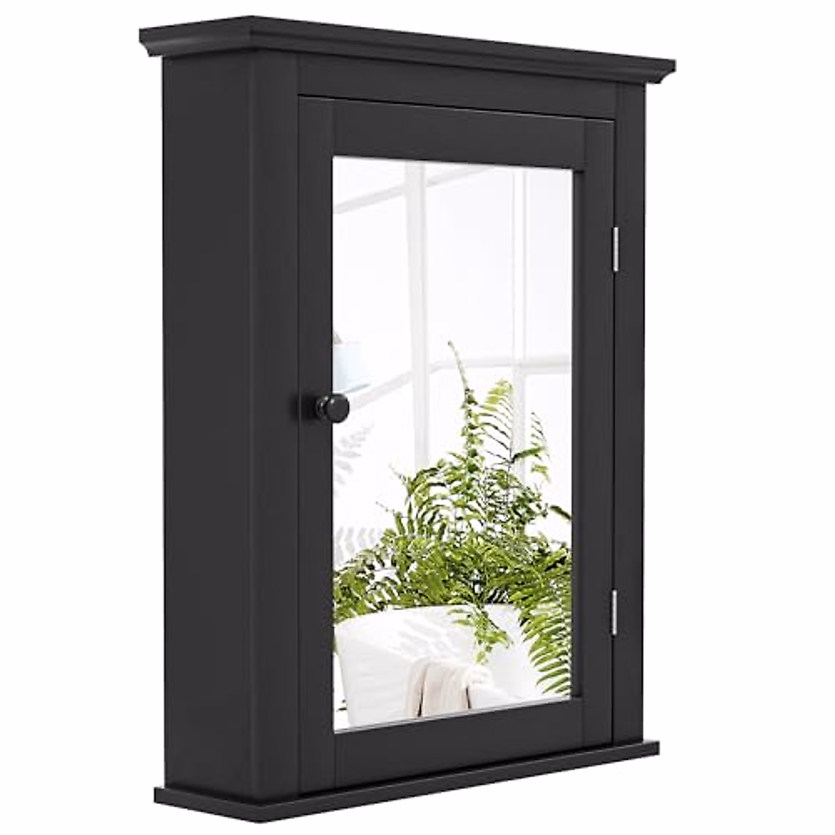 Safeplus Versatile Wall-Mounted Bathroom Medicine Cabinet with Mirror, Adjustable Storage Organizer for Living Room, Bedroom, Entryway - Perfect for Everyday Use, Black