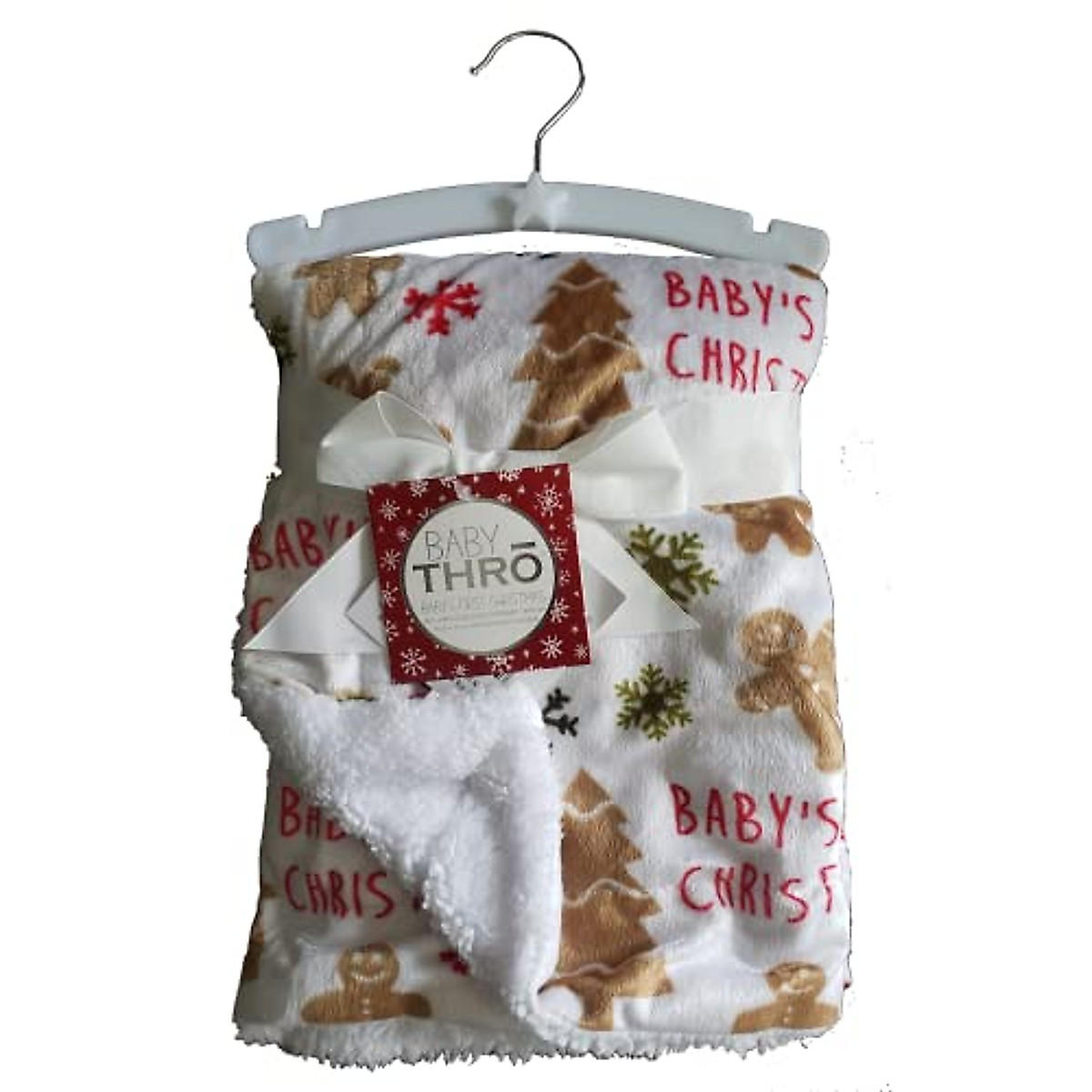 Thro Micromink Decorative Christmas Baby Throw Blanket, 30" x 40" (Ginny Gingerbread Man)