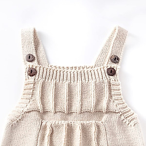 Just Bodi Baby Girl Baby Boy Clothes Knitted Romper Onesie Neutrals Overalls Unisex Baby Clothes Cotton (Sand, 3-6 Months), 82102