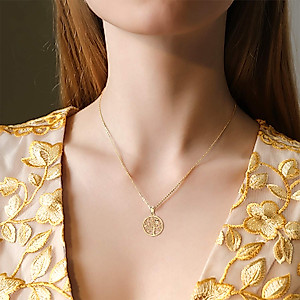 14k Solid Gold Tree of Life Necklaces for Women - owl Moissanite Necklaces Gold Jewelry Present for Wife Girlfriend Mother-1087