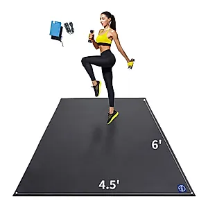 MRO Premium Large Exercise Mat 6'x4.5'x7mm, Ultra Durable Workout Mats for Home Gym Flooring, Non-Slip, Thick Cardio Mat for Plyo, MMA, Jump, Weightlifting, Shoe Friendly (Black)