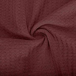 Deals of The Day Clearance Women's Tops Oversized v-Neck Long Sleeve Solid Color Shirts Waffle Knit Casual Loose 2023 Trendy Tees Shirt Wine M