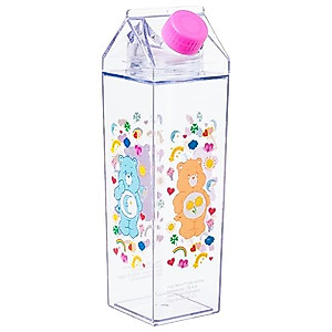Silver Buffalo Care Bears Plastic Milk Carton Bottle Featuring Friend, Cheer, Grumpy Bear & Best Friend, 16.2 Ounces