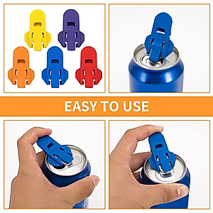 Manual Easy Can Opener, 6 Pcs Color Soda Beer Can Opener Beverage Can Protector, Premium Plastic Shields Tab Openers for Pop, Cover Beer or Soda Cans at Picnic, BBQ, Protect Cold Drinks From Bees