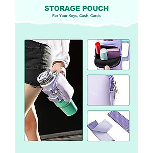 Trebo 40oz Tumbler with Handle and Straw Lid, 2-in-1 Lid,Insulated Stainless Steel Mug Water Bottle with Small Pouch,Reusable Metal Travel Coffee Cup Flask Cup Holder Friendly,Keep Cold Hot, Purple