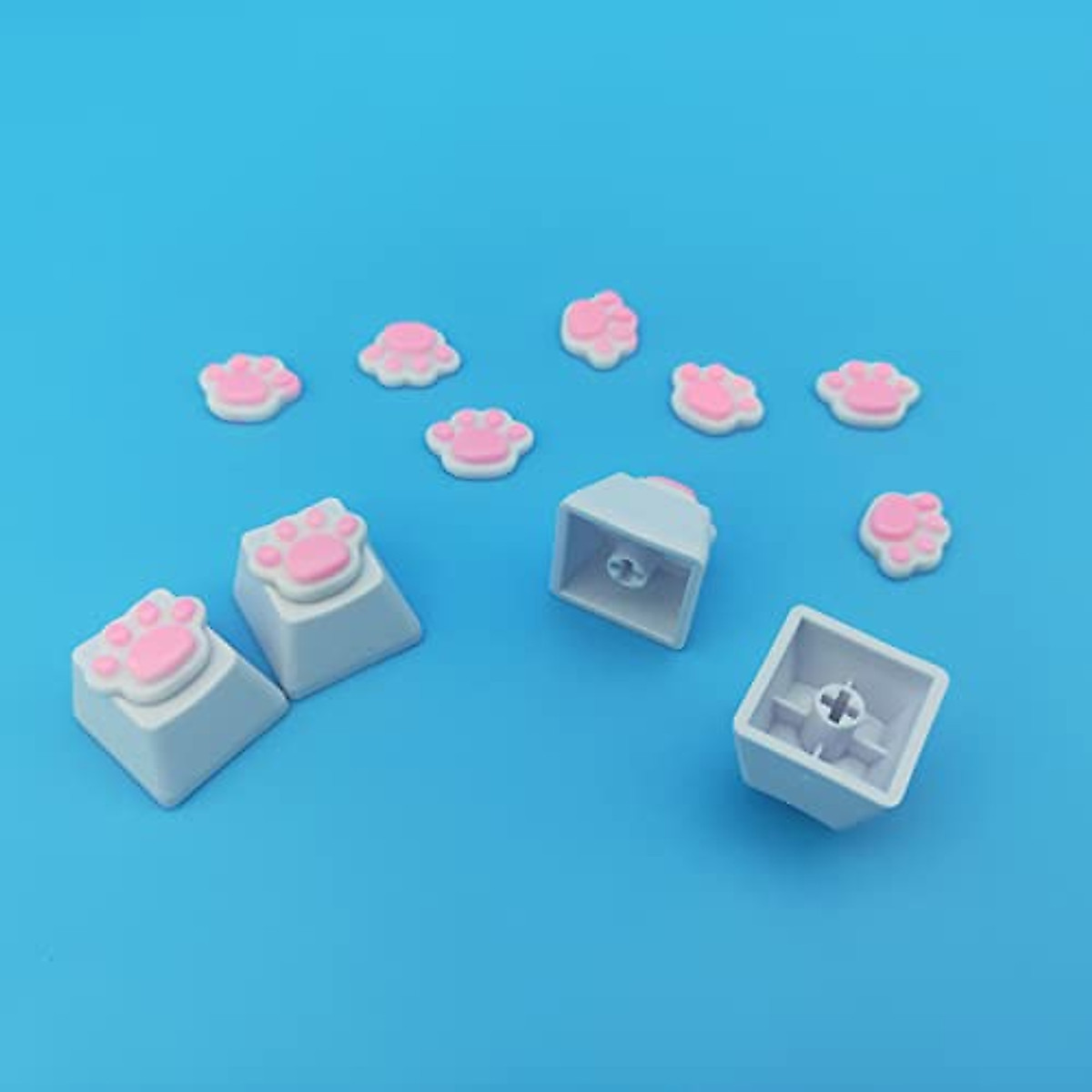 YupYay 4 Pack Custom OEM R4 Keycaps PBT Mechanical Keyboard Keycaps Cute Cat Paw Key Cap Kawaii Gaming Keycaps for Mechanical Keyboard with Keycap Puller (White Base)