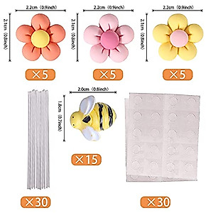 30 PCS Bumble Bee Cupcake Toppers Resin Little Figurine Bee Oh Babee Sunflower Cupcake Picks for Bee Theme Baby Shower Kids Boys Girls Birthday Party Cake Decorations Supplies