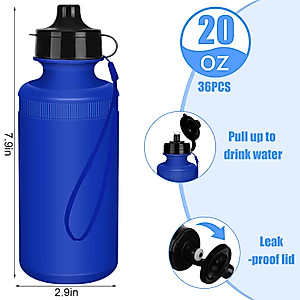 Zubebe 36 Pcs Sports Water Bottles Bulk Bpa-free 20 oz Squeeze Plastic Water Bottle with Nylon Strap Blank DIY Sport Cups for School Team Party Favor Gift Outdoor Football Sport(Blue)