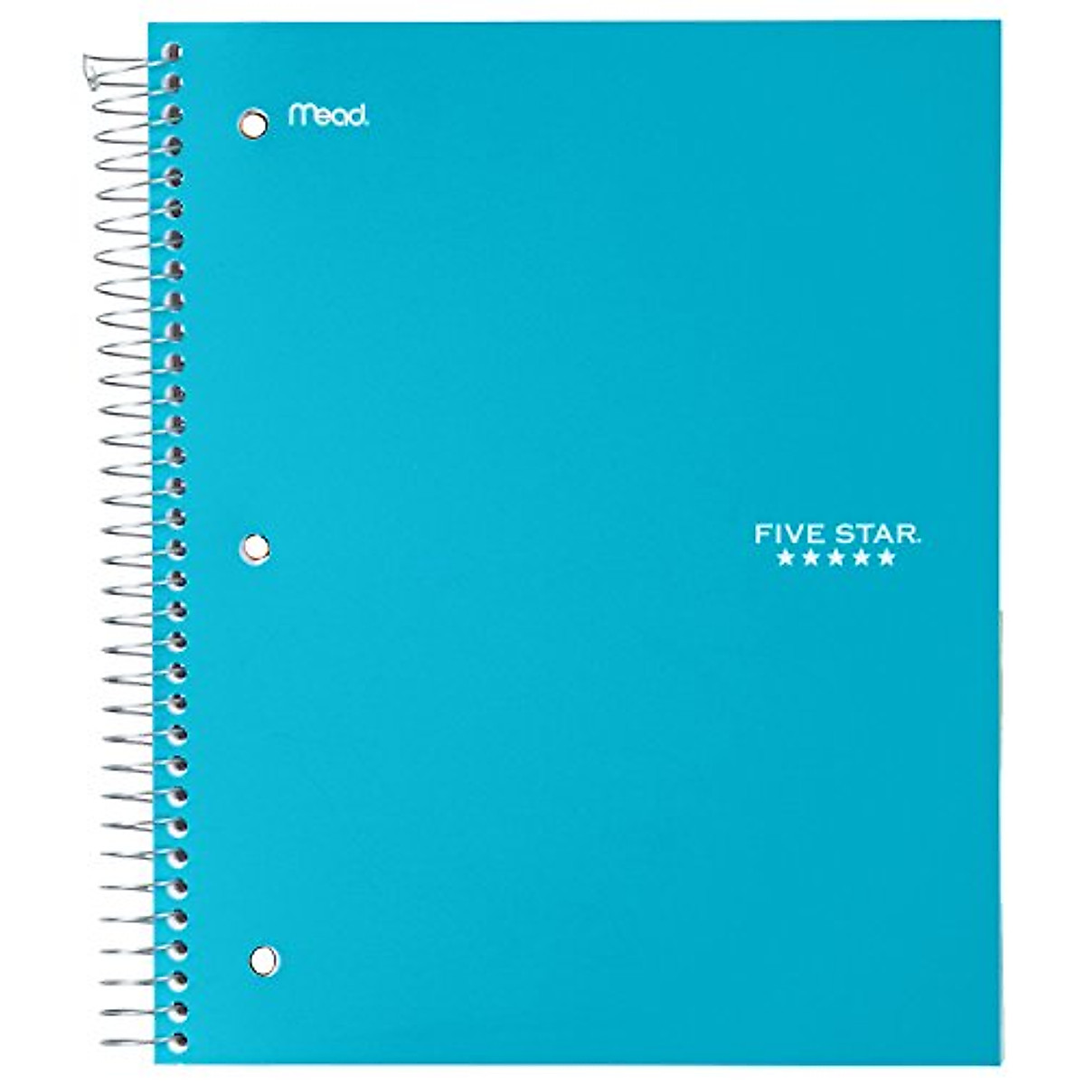 Five Star Spiral Notebooks, 3 Subject, Wide Ruled Paper, 150 Sheets, 10-1/2" x 8", Assorted Colors, 6 Pack (73449)