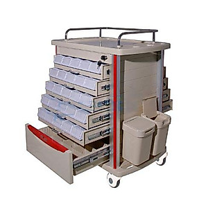 MS3C-200T, Lite Mobile Locking Medication Cart/Medical Storage Cart with Chart Rack