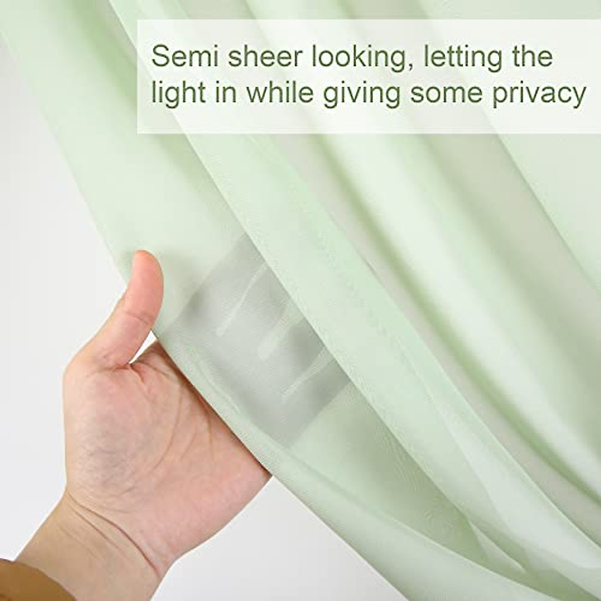 10ft x 10ft Sage Green Backdrop Curtains, Wrinkle-Free Sheer Chiffon Fabric Backdrop Drapes for Wedding Arch Party Ceremony Stage Decoration