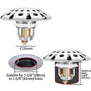 AzWzz Bathroom Sink Stopper,Sink Hair Catcher,Bathroom Sink Drain Strainer Pop Up Drain Cover Plug,Universal for 1.1 to 1.65in Sink Drain Hole
