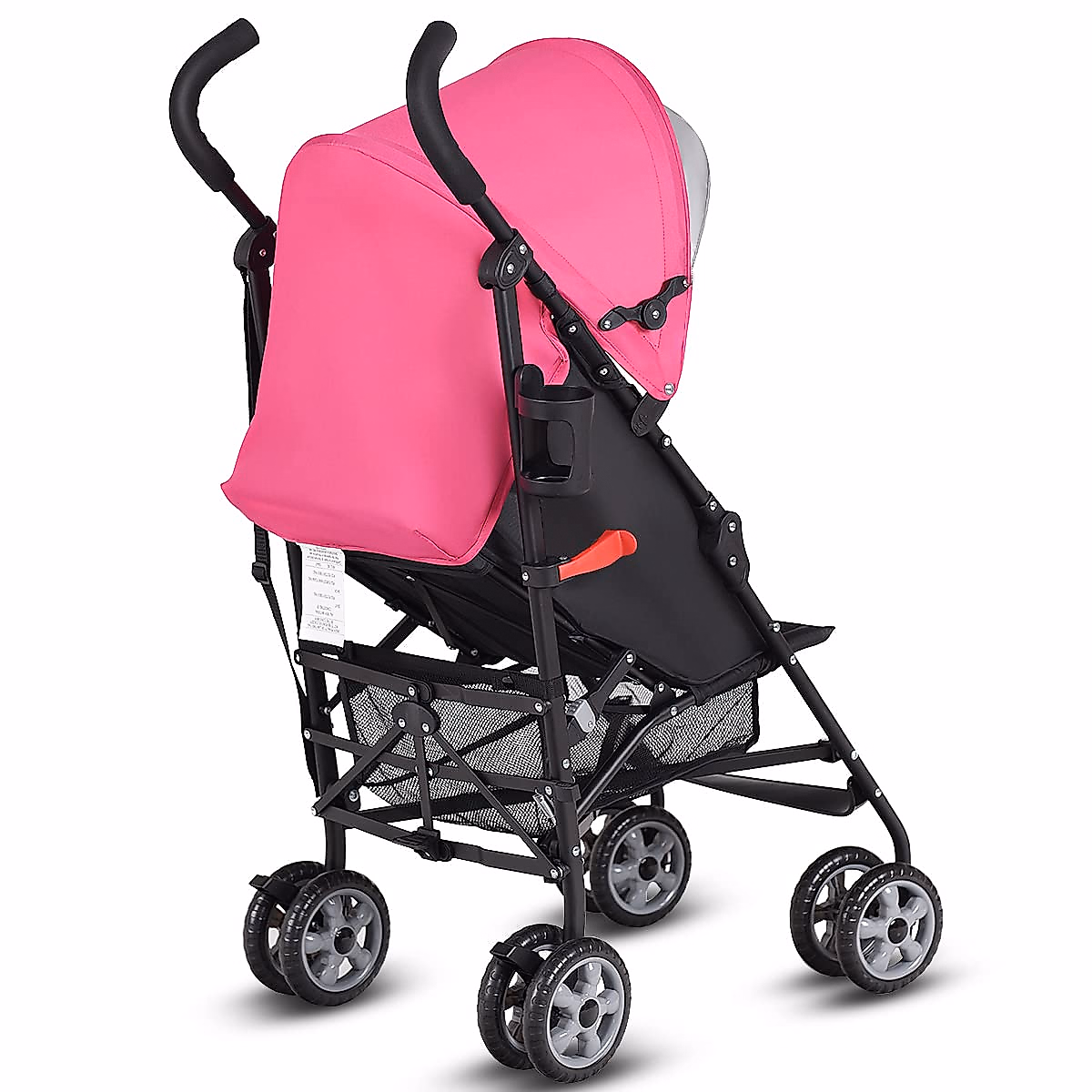 HONEY JOY Baby Lightweight Stroller, Compact Travel Stroller for Airplane, Adjustable Backrest & Canopy, 5-Point Harness, Cup Holder, Storage Basket, Foldable Umbrella Stroller for Toddlers (Pink)