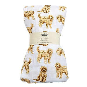 Mud Pie Golden Doodle Print Baby Swaddle Blanket, 47" x 47",