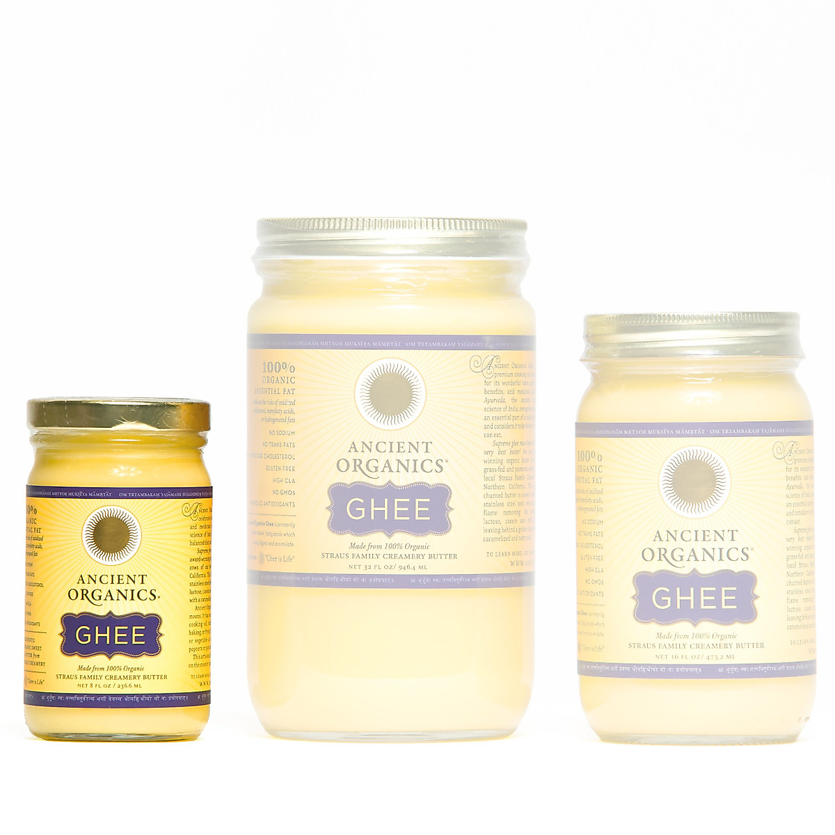 100% Organic Ghee from grass-fed cows, 2-Pack of 8oz