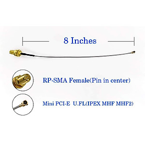 8dBi RP-SMA Male WiFi Antenna + 20cm U.FL to RPSMA Female Extension Cable for Mini PCIe Slot