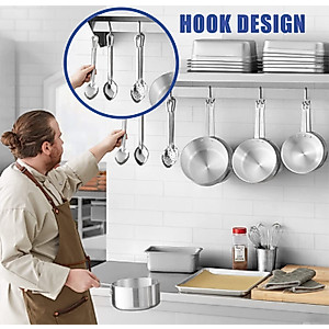 NCOEN"12 * 24" Stainless Steel Shelf with 6 Hooks, 304 Stainless Steel Shelf Wall Mounted for Commercial Restaurant, Kitchen, Home and Bar Stainless Steel Wall Shelf