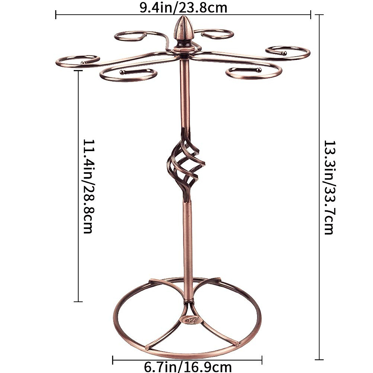 Wine Glass Rack, Countertop Wine Glass Holder, Elegant Freestanding Tabletop Stemware Storage Rack/Wine Glass Stand Racks Holder with 6 Hooks Kitchen Glasses Accessories for Home Bar Storage, Bronze