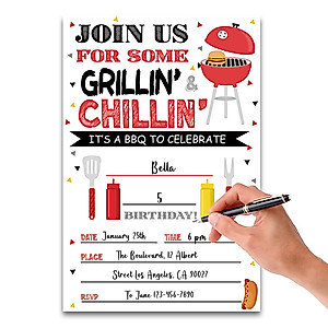 FujLoy BBQ Birthday Party Invitation, Barbecue Party Invitation, BBQ Invitation, BBQ Birthday Invitation.（059）