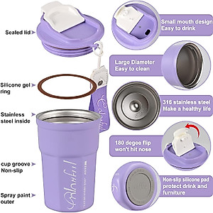 IRNATO Cute Women's 12 oz Coffee Mug, Double Wall Stainless Steel Coffee Mug, Reusable, Leakproof Travel Mug with Lid and Handle, Great Gift for Women and Girls…