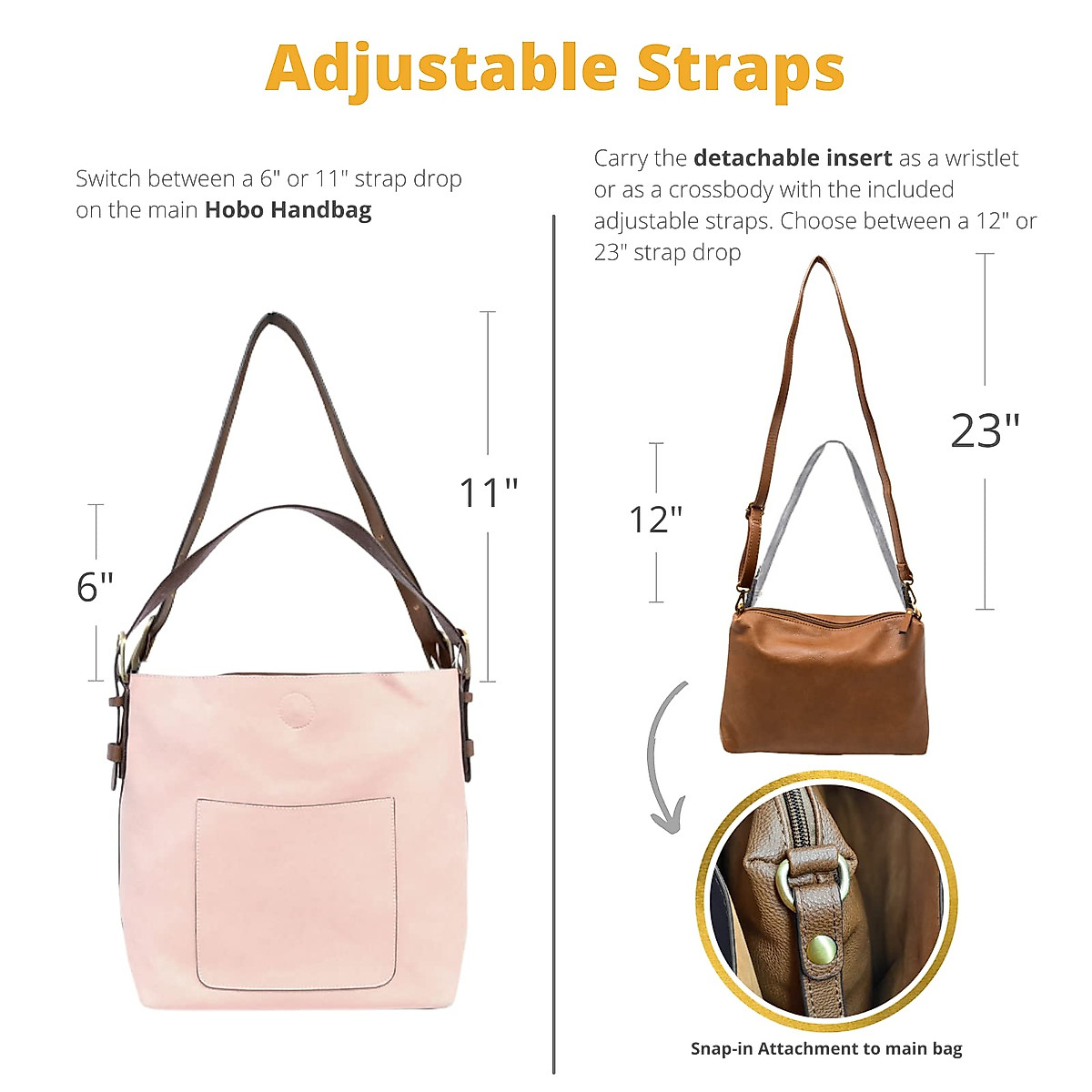 Joy Susan Womens Faux Leather: Hobo 2-in-1 Handbag