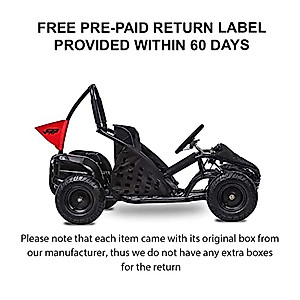 FRP Baja-X 48V 1000W Brushless Electric Go Kart, 3-Speed Setting Go Kart W/Forward & Reverse, Racing Go Cart Up to 20 mph W/Foot Pedal & Foot Break, Go Cart Support Up to 175 Lbs