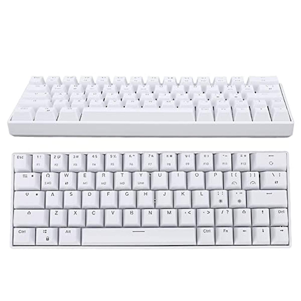 Gaming Keyboard, Long Battery Life Small Portable White Triple Mode Ergonomic Design Gaming Mechanical Keyboard for Home and Office (Brown Switch)