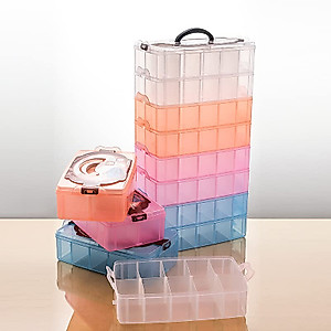 lukar 3-Tier Stackable Storage Container with 30 Adjustable Compartments-Craft Storage Craft Organizers and Storage Bead Organizer Box Art Supply Organizer