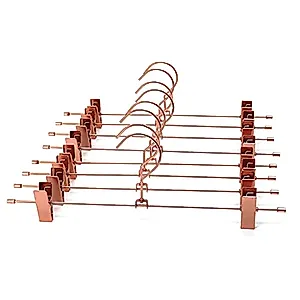 Koobay 13.8" Rose Gold Pants Clothes Hangers, 10PACKS, Metal Adjustable Clips Bottom Trousers Hanger Organization Display Hangers