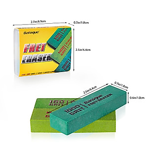 Baroque Fret Erasers 180 & 400 & 1000 Grits, Guitar Fret Polishing Abrasive Rubber Blocks, Set of 3 Grits