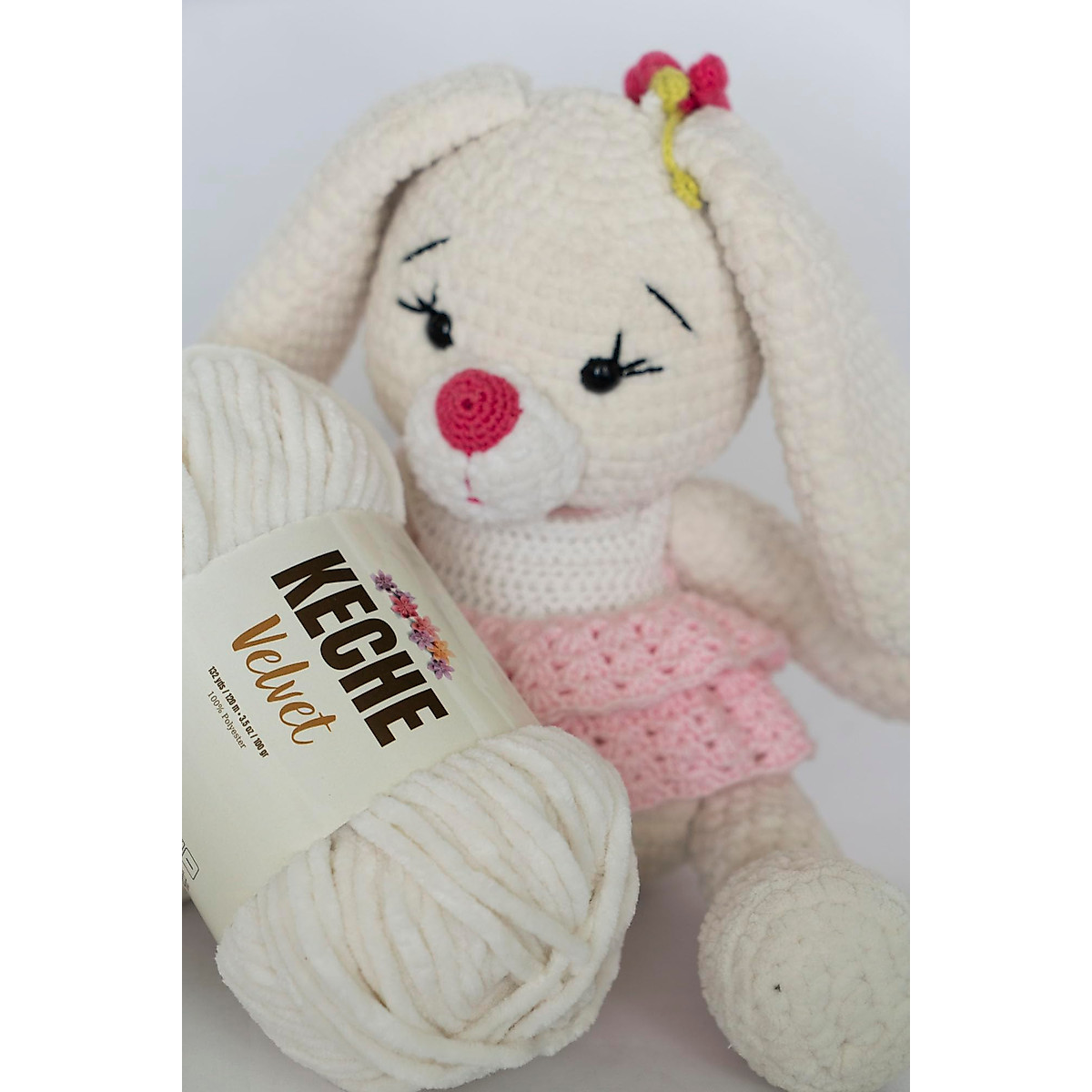 Keche Velvet Yarn for Crocheting, Soft Chenille Bulky Baby Blanket Amigurumi Yarn 3x100 gr (3x132 yds) (3- Skeins) - Blue