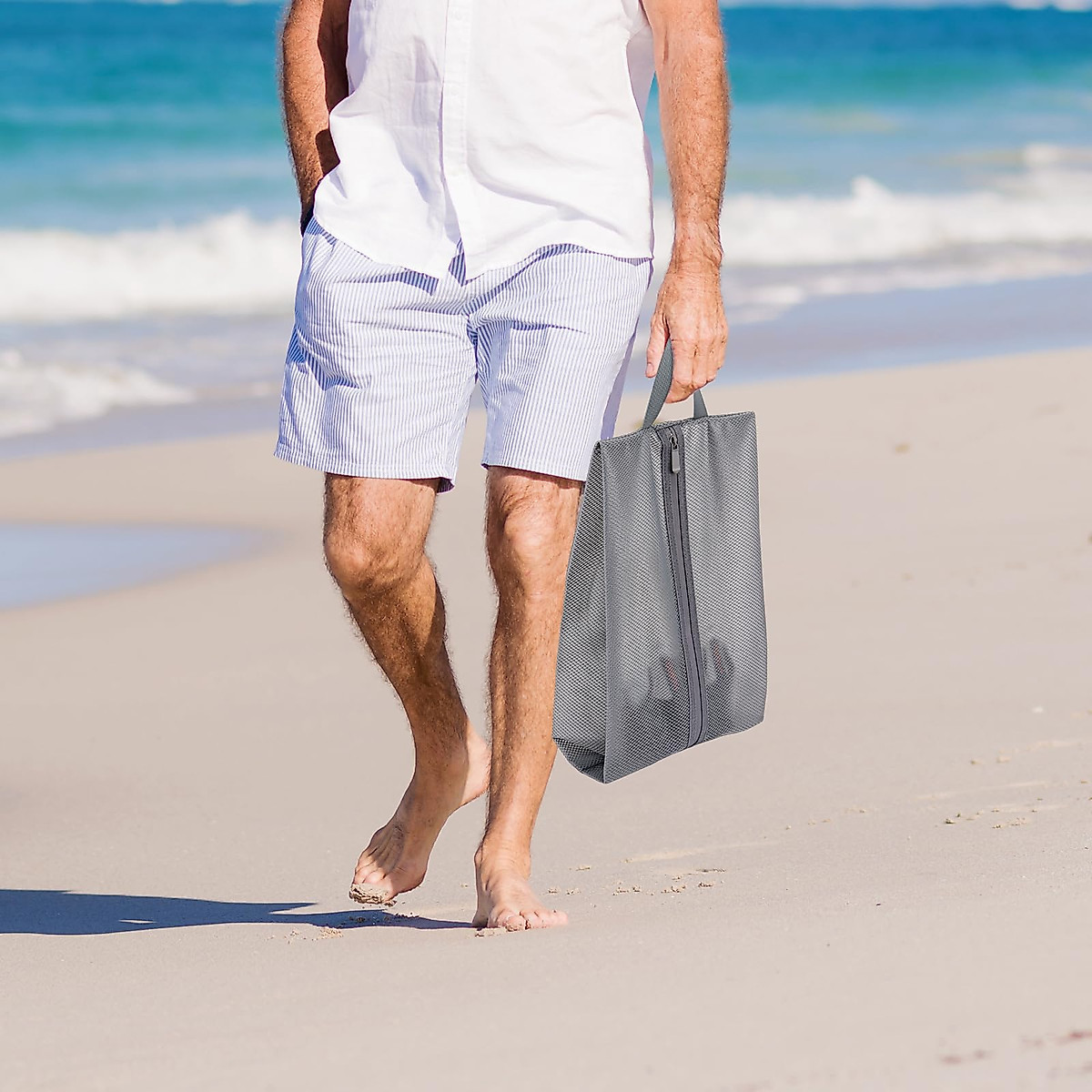 Fixwal Shoe Bag for Travel, Waterproof Travel Shoe Bag for Packing, Travel Shoe Bags for Packing, Translucent Shoe Bag for Men and Women, Large, Grey