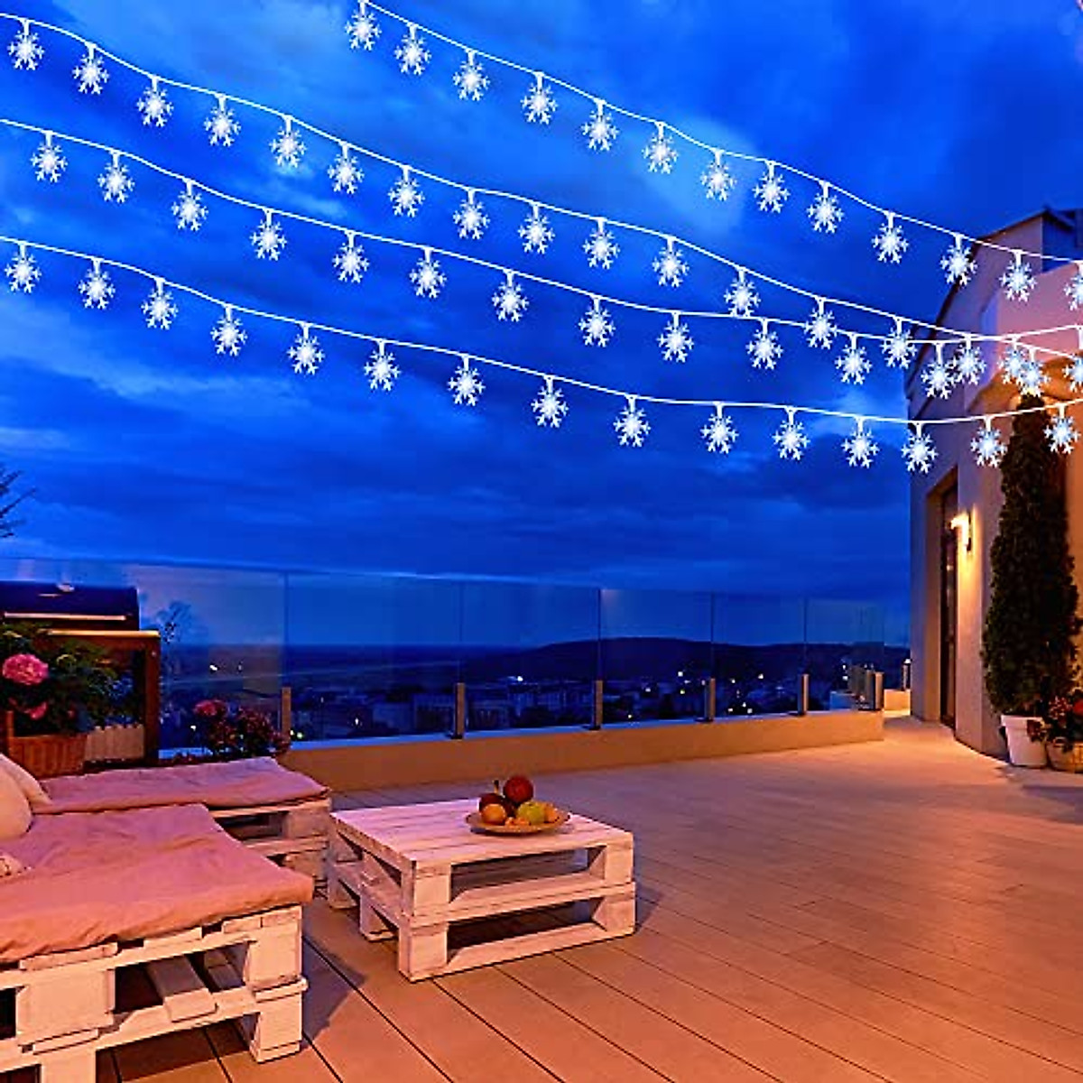Christmas Lights Snowflake String Lights 19.6 ft 40 LED Fairy Lights Winter Wonderland Lighted Decor for Xmas Garden Patio Bedroom Party Decor Battery Operated Indoor Outdoor Celebration Lighting