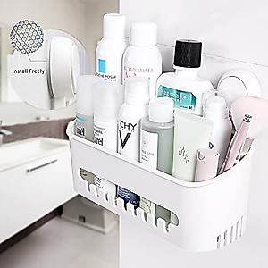 LEVERLOC Shower Caddy Suction Cup Set Shower Shelf Shower Basket One Second Installation NO-Drilling Removable Suction Shower Organizer Powerful Waterproof Bathroom Caddy Organizer - Pack of 3, White