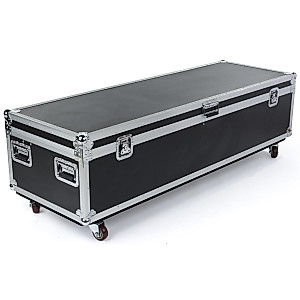 Displays2go Mobile TV Stand with Travel Case, Steel, Aluminum, MDF, EVA Form – Black (LPGPWBC2S)