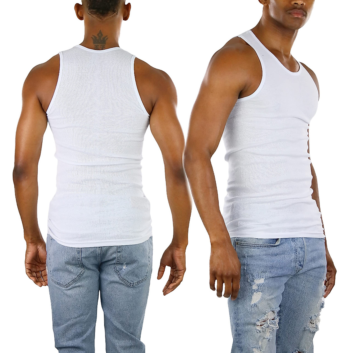 ToBeInStyle Men's Single A-Shirt Tank Top Undershirt- White - S