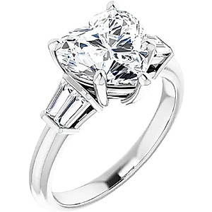 Moissanite World 2 Carat Heart Colorless Moissanite Solitaire Style Engagement Ring Wedding/Bridal Ring Set Solitaire Halo Style Solid Gold Silver Vintage Antique Anniversay (5)