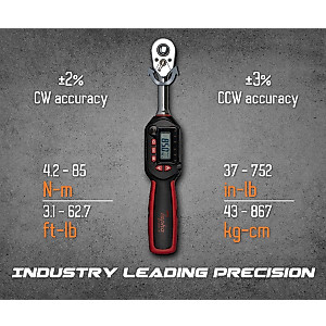 Tapha Tools 3/8 inch Digital Torque Wrench 3.1-62.7 ft-lbs (4.2-85 N-m) Torque Range, Accurate to ±2% Dual Direction, LED and Buzzer Notification, Preset Memory, ISO 6789, Calibrated (WP3N-T085BN)