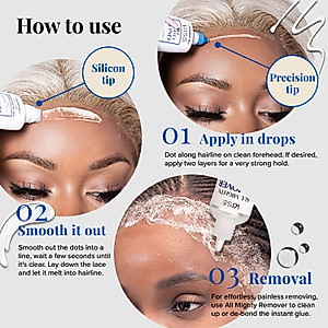 Red by Kiss All Mighty Bond Lace Front Wig Glue & Remover Set, Dual Tip Applicator, Instant Dry, Water Resistant, Strong Hold for Wigs, Frontals, Toupees, Safe for Sensitive Skin, Front Wig Remover